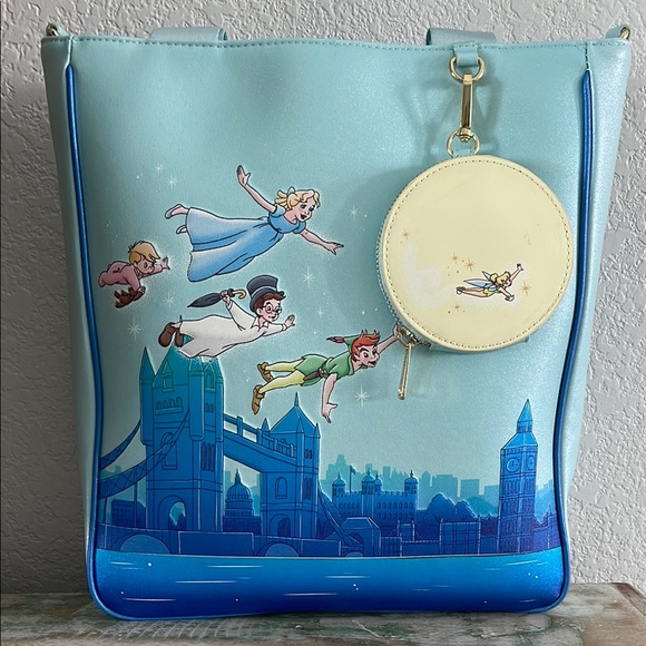 Disney | Bags | Disney Peter Pan Blue And Cream Tote Bag With Coin ...